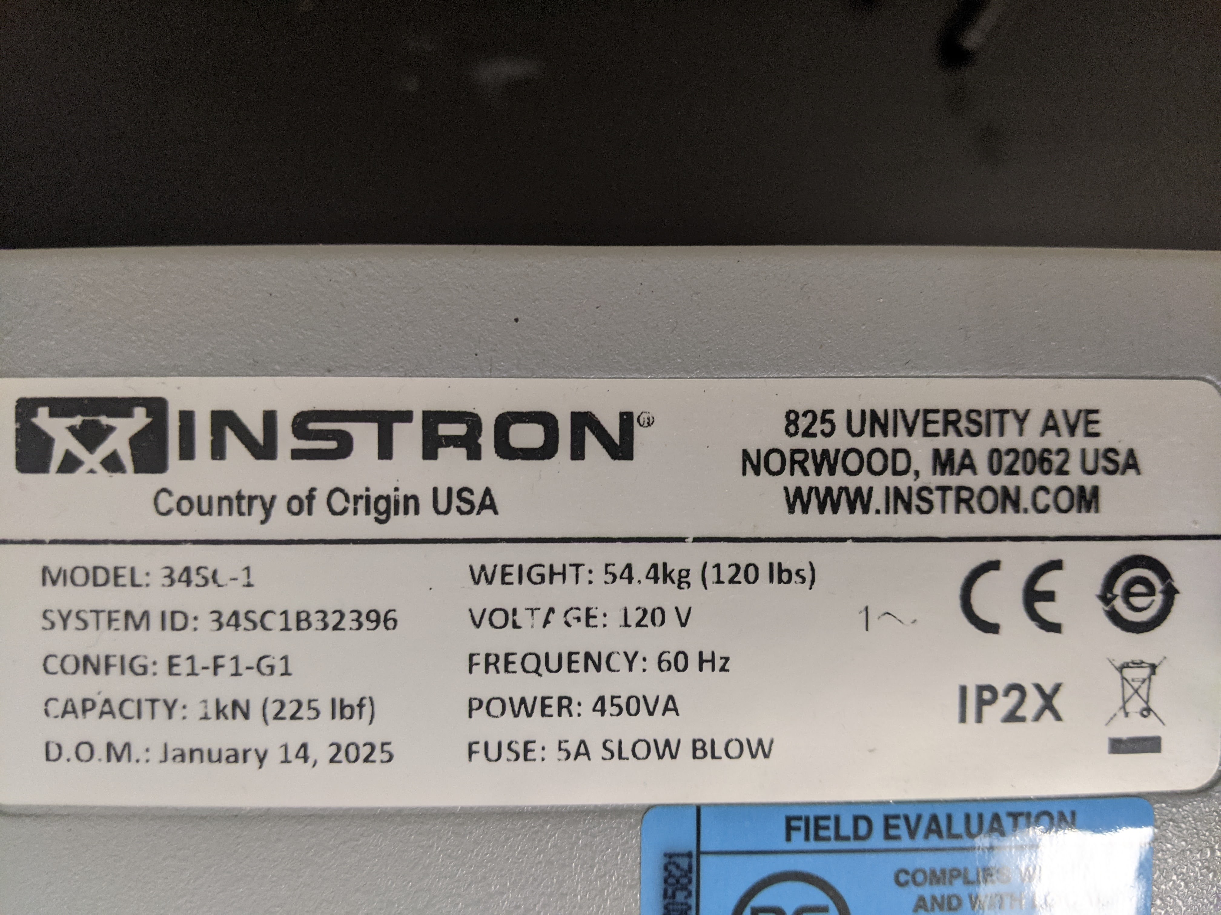 Instron 34SC-1 Universal Testing System – Scientific Instrumentation